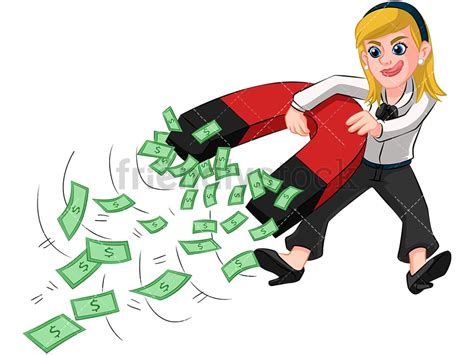 Businesswoman Holding Money Magnet Vector Cartoon Clipart Friendlystock