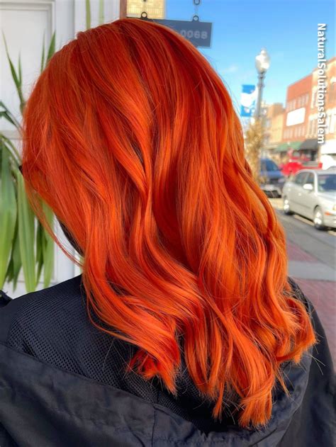 Sunset Fiery Orange Haircolor Inspo For Long Hair Orange Hair Bright