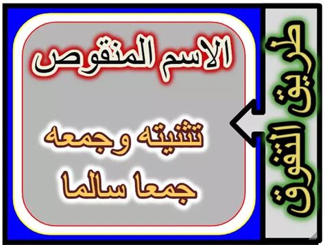 الاسم المنقوص ـ إعراب المنقوص ـ تثنية المنقوص وجمعه جمعا سالما
