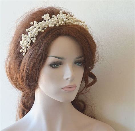 Bridal Pearl Tiara Wedding Pearl Tiaras Wedding Hair Etsy Wedding