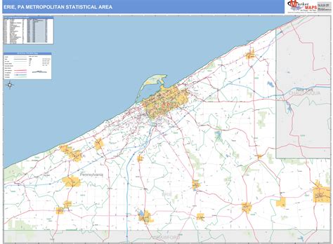 Erie Pa Metro Area Wall Map Basic Style By Marketmaps Mapsales
