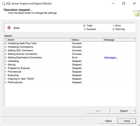 azure sql database how to correct sql server import and export wizard