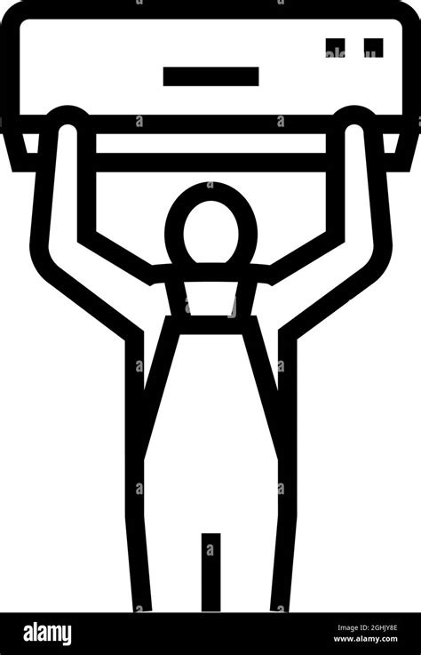Air Conditioning Installation Line Icon Vector Illustration Stock