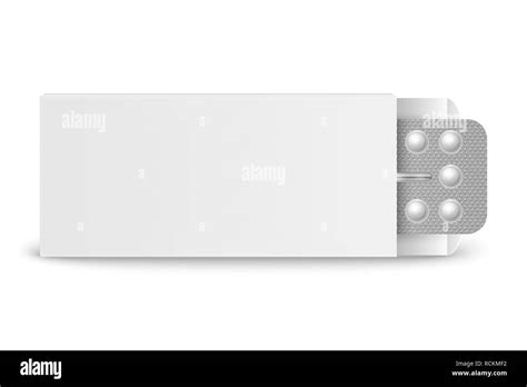 Vector Realistic Packaging Of Birth Control Pills In Box Closeup