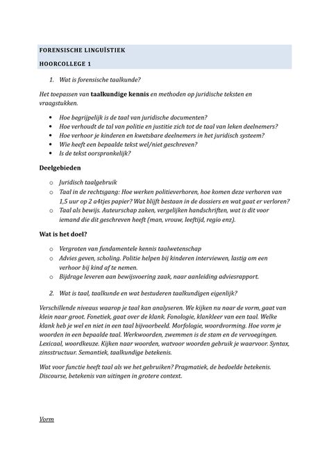 Forensische Linguïstiek Hc1 Forensische LinguÏstiek Hoorcollege 1 Wat