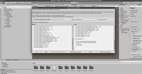 unity3d unity and firebase package manager resolver uninstalling