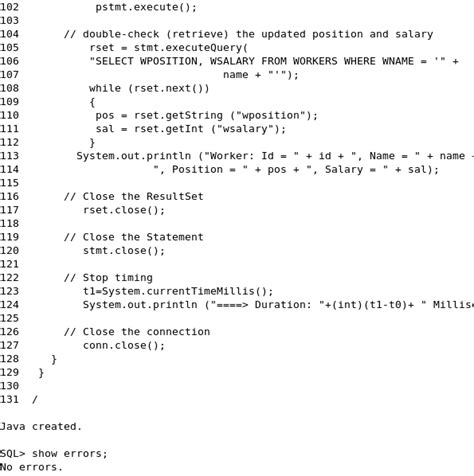 develop and diagnose jdbc programs and java classes in the database