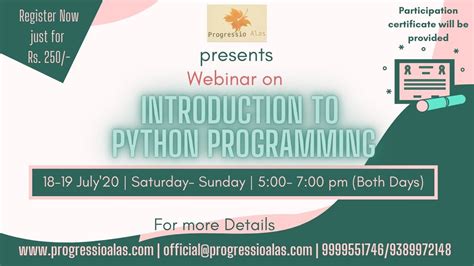 webinar on introduction to python programming by progressio alas [july