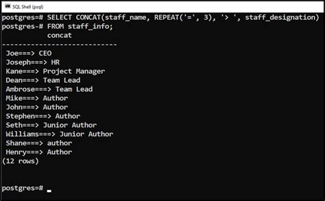 how to use repeat function in postgresql commandprompt inc