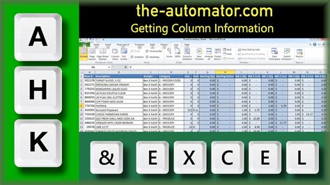 how to get column information from excel and autohotkey first column