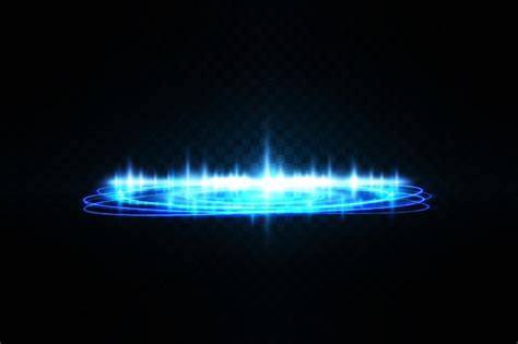 Portails Magiques Sur La Scène Nocturne Hologrammes Ronds Bleus Avec