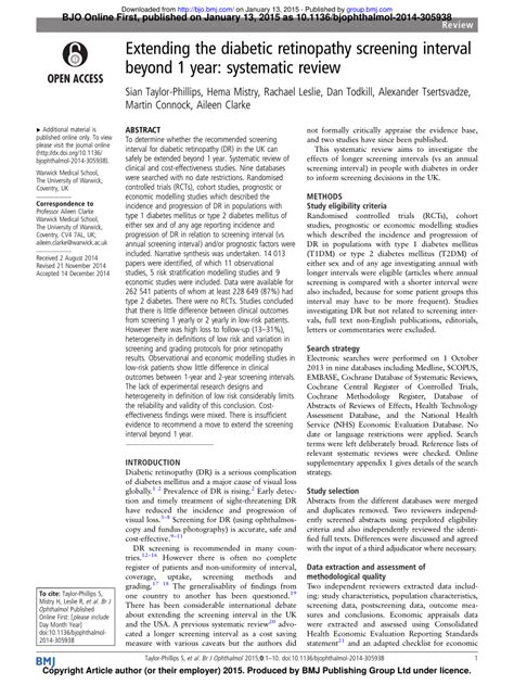 Pdf Extending The Diabetic Retinopathy Screening Interval Beyond 1