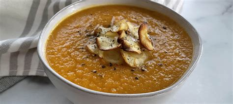 Carrot Parsnip Soup With Crunchy Parsnip Chips
