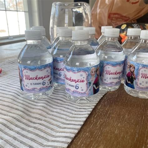 Frozen Birthday Party Bottle Label Elsa Anna Olaf Water Bottle Etsy