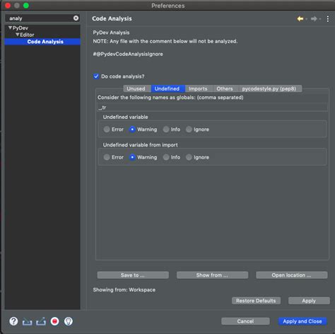 python how do i fix pydev undefined variable from import errors