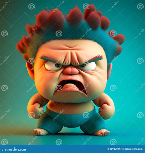 Cartoon Character With An Angry Look On His Face Generative Ai Stock