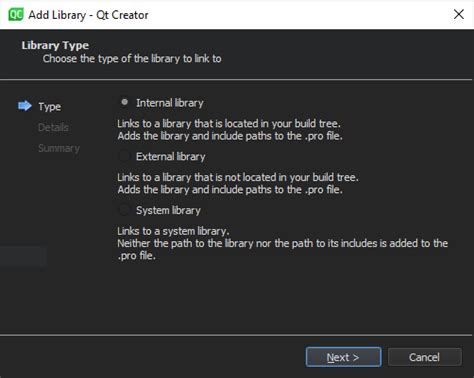 adding libraries to projects qt creator manual