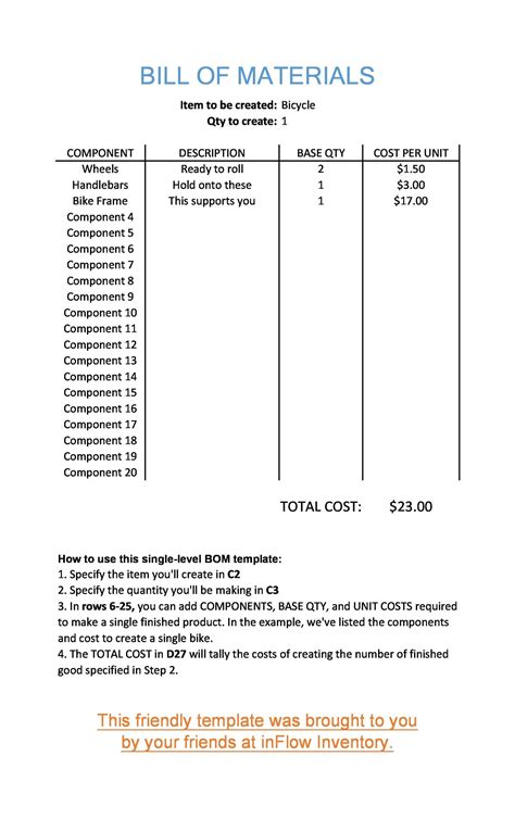 48 Free Bill Of Material Templates Excel And Word ᐅ Templatelab