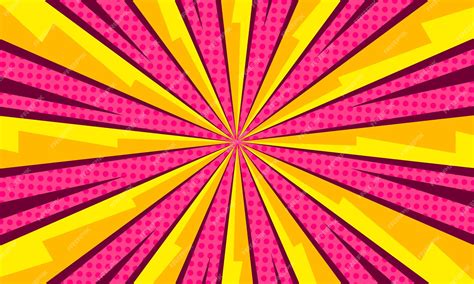 Comic Pop Art Fondo Radial Amarillo Y Rosa Vector Premium