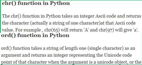 chr function and ord function in python