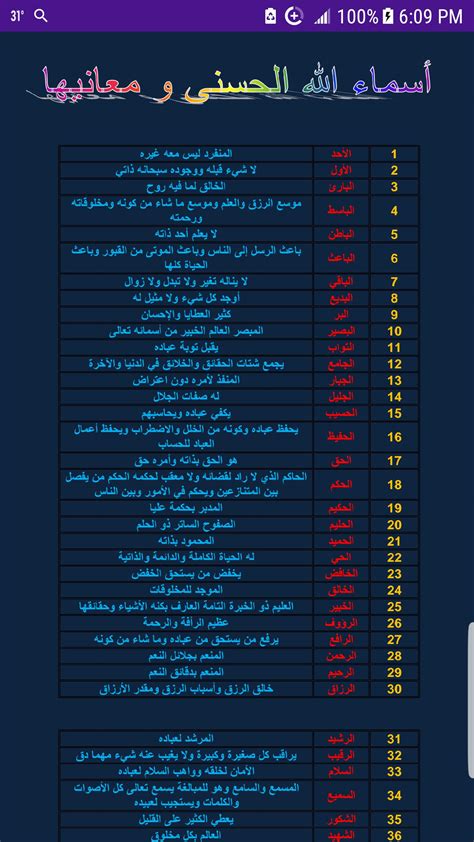 أسماء الله الحسنى و معانيها Android के लिए Apk डाउनलोड करें