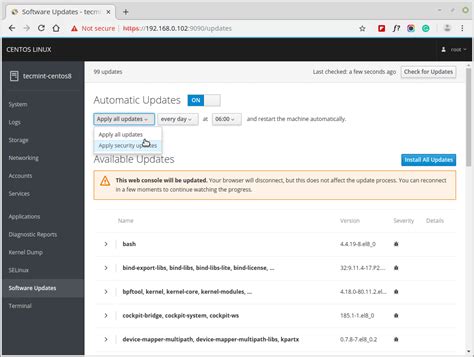 dnf automatic install security updates automatically in centos 8