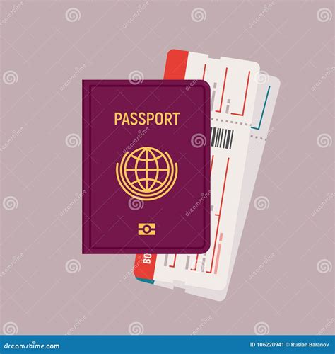 Passport And Boarding Pass Tickets Vector Illustration In Flat Design