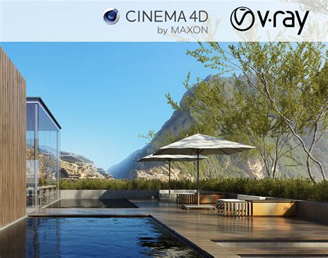 vray c4d scene files resort exterior 3d cgtrader