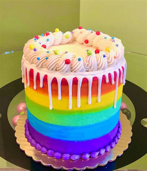 Rainbow Ombre Drip Layer Cake Classy Girl Cupcakes