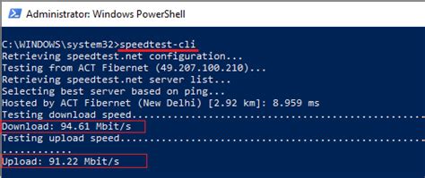 test internet speed from command line using speed test cli