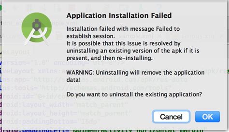 delete failed internal error error while installing apk 최혜선 not