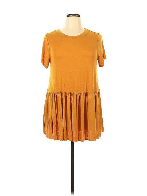 Zenana Premium Solid Yellow Gold Short Sleeve Top Size Xl 46 Off