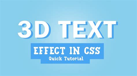 how to create a css 3d text effect quick tutorial youtube