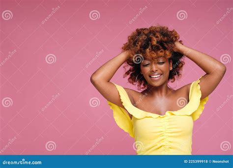 Beauty Portrait Of Happy Smiling African American Girl With Afro