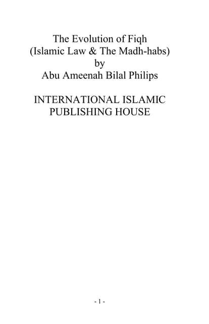 Evolution Of Fiqh Bilal Philips Pdf
