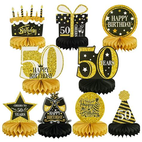 Beishida 9 Pcs 50th Birthday Party Decorations Honeycomb Table