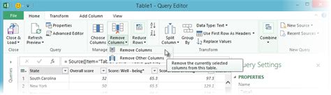 remove columns power query excel