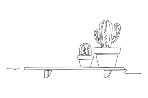 Premium Vector Continuous One Line Drawing Potted Plants For The
