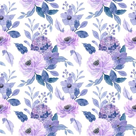 Premium Vector Purple Floral Watercolor Seamless Pattern