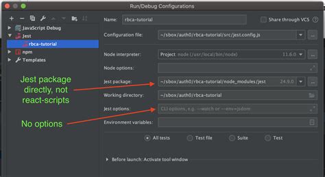 reactjs how to configure jest in phpstorm for react