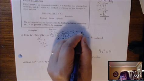 Dividing Polynomials Using Long Division Youtube