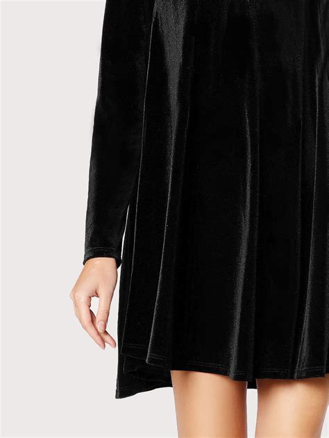 Long Sleeve Velvet Swing Dress Shein Sheinside
