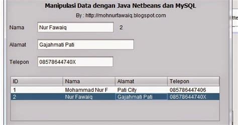 membuat crud sederhana dengan java netbeans dan mysql