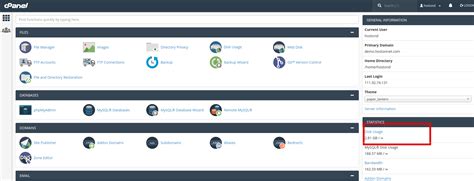 how to check your disk space usage in cpanel
