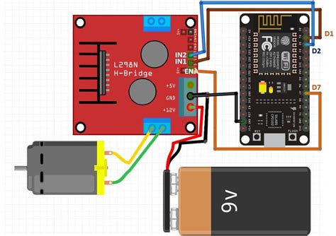interface l298n dc motor driver module with esp8266 nodemcu