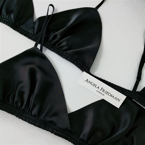 Louisa Black Silk Bralette Black Triangle Bra Silk Bra Silk Etsy