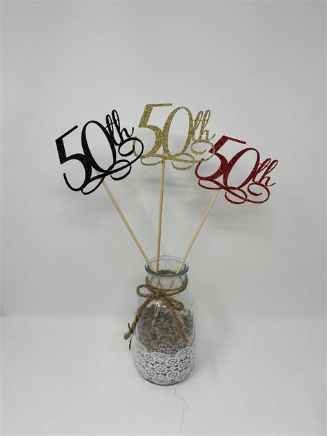 50th Birthday Centerpiece Sticks Glitter 50th Birthday Decoration
