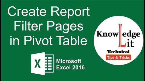 how to create report filter pages in pivot table youtube