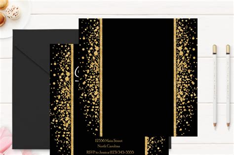 Black And Gold Invitation Template Blank
