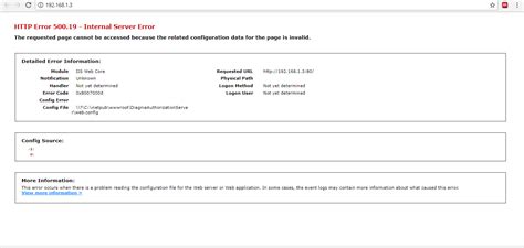 error 500 19 internal server error 0x8007000d stack overflow